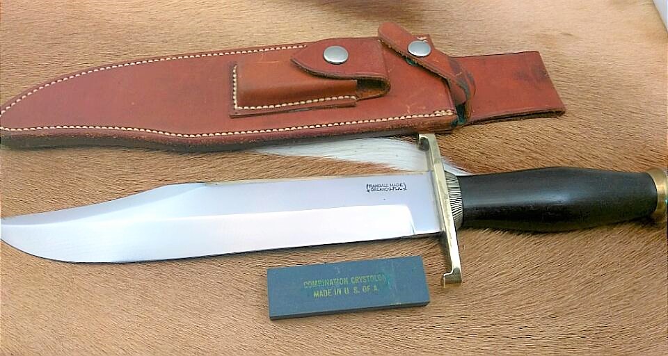 *SOLD* Randall Model 12-9″ Sportsman Brass Back Bowie! | Severance Knives